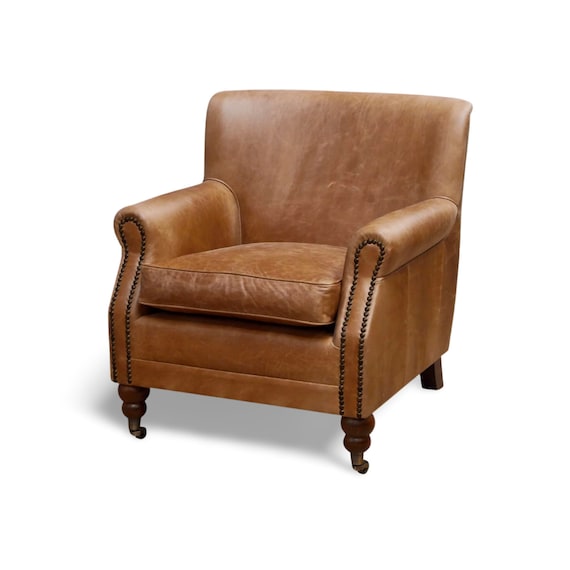 Distressed leather club chair store