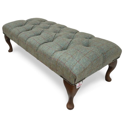 Large Chesterfield Queen Anne Footstool in Vintage Grey - Etsy UK