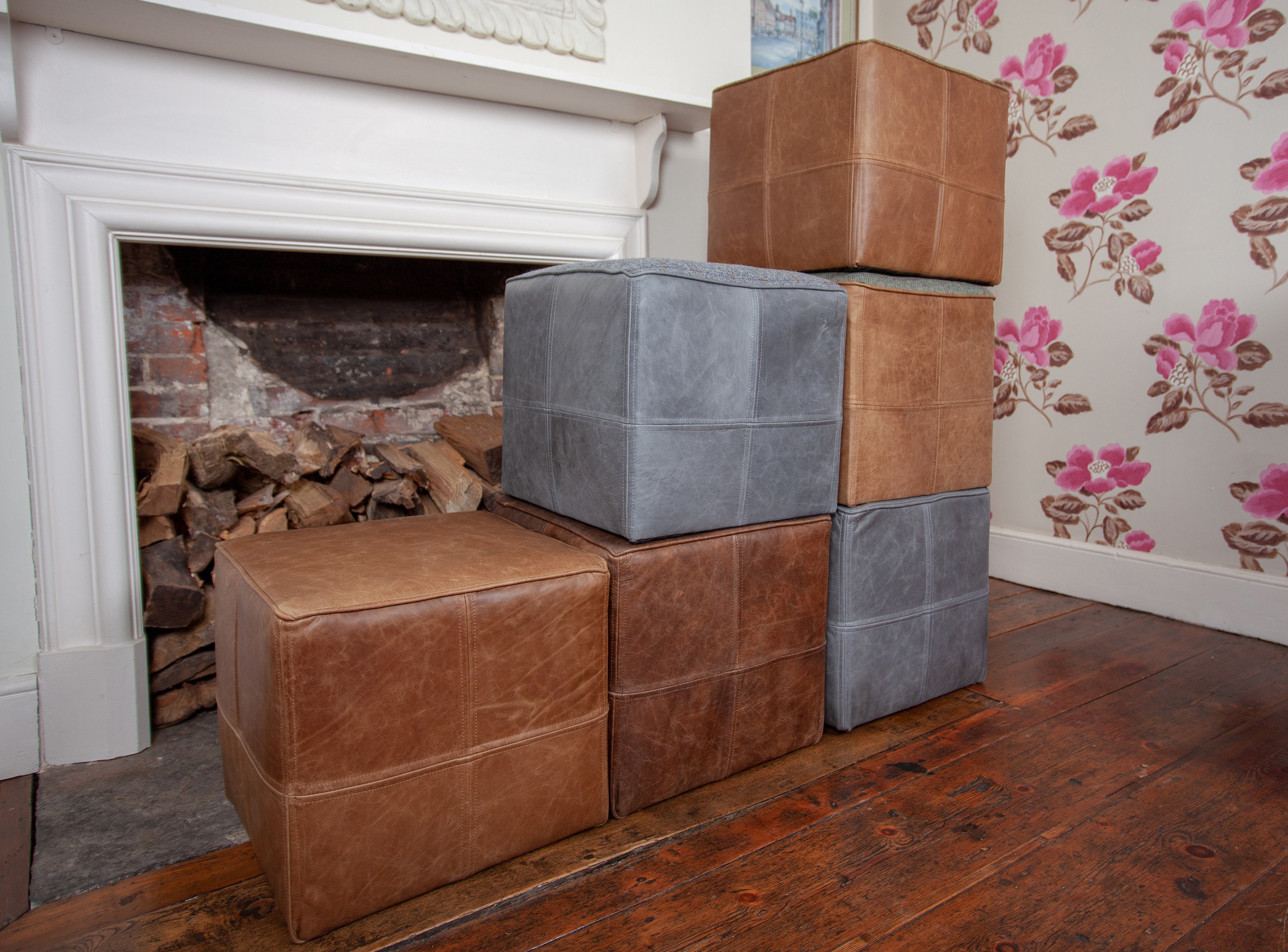 Foot Stool / Stool / Pouffe 100% Leather UK Handmade | Etsy UK