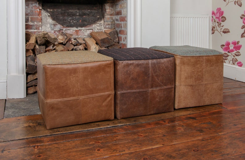 Foot Stool / Stool / Pouffe 100% Leather UK Handmade - Etsy