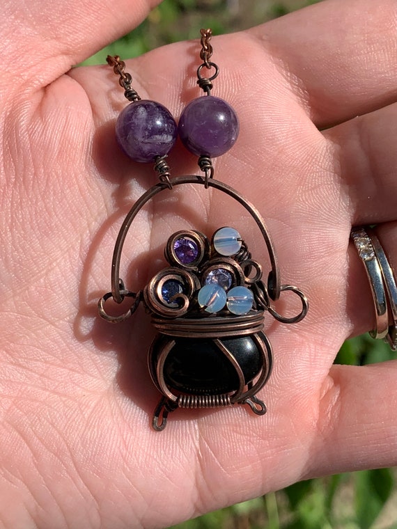 Wire Wrapped Bubbling Cauldron Pendant With CZ Opalite - Etsy