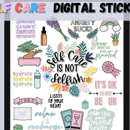 Self Care Digital Stickers Self Love Boho Mental Health - Etsy