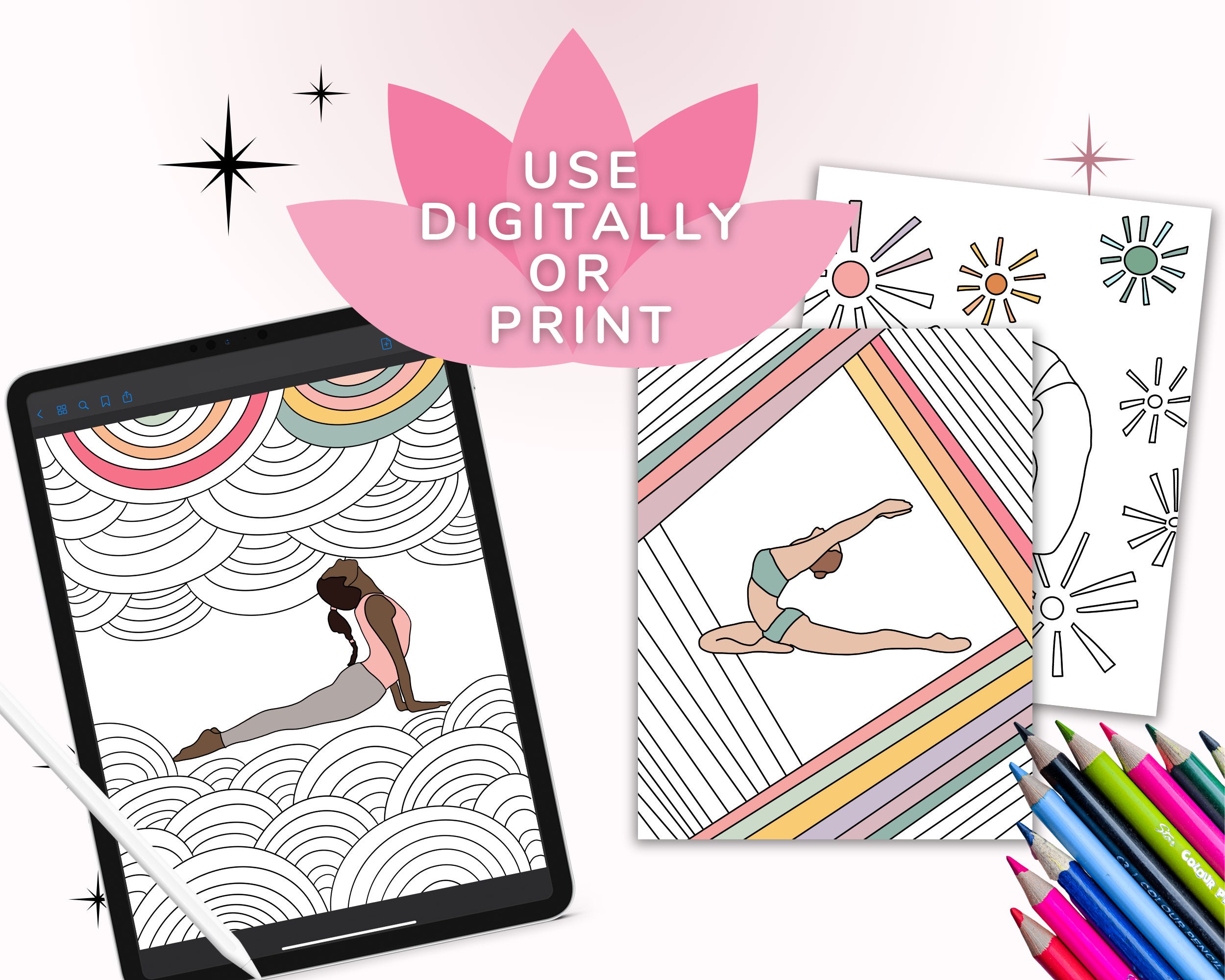 Printable Yoga Chill Coloring Book, Digital Coloring Book, Adult ...