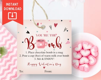 EDITABLE Hot Chocolate Bomb Tag Valentine's Day Hot Cocoa - Etsy