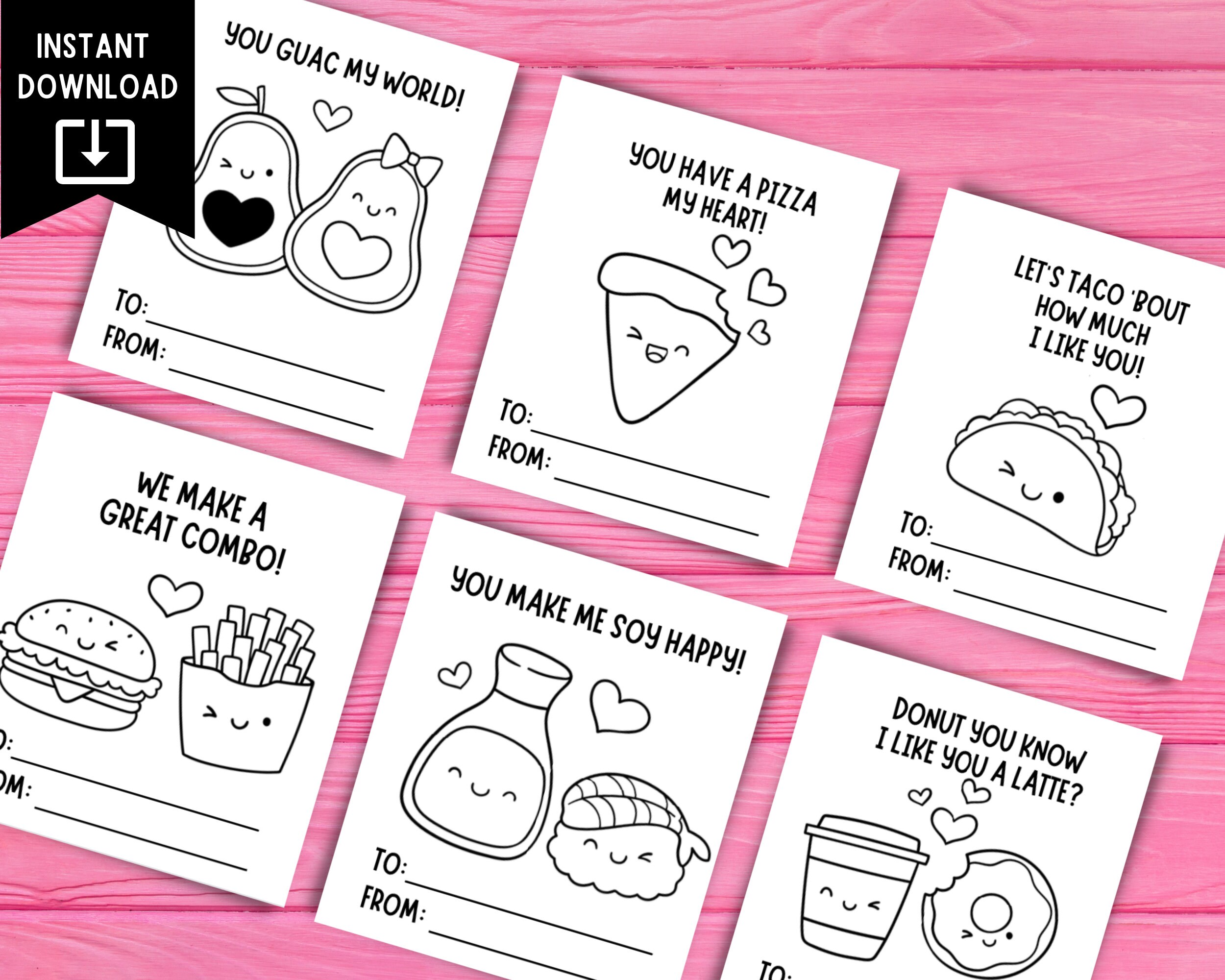 Printable Toddler Valentine Cards, Black and White, Color in Valentine ...