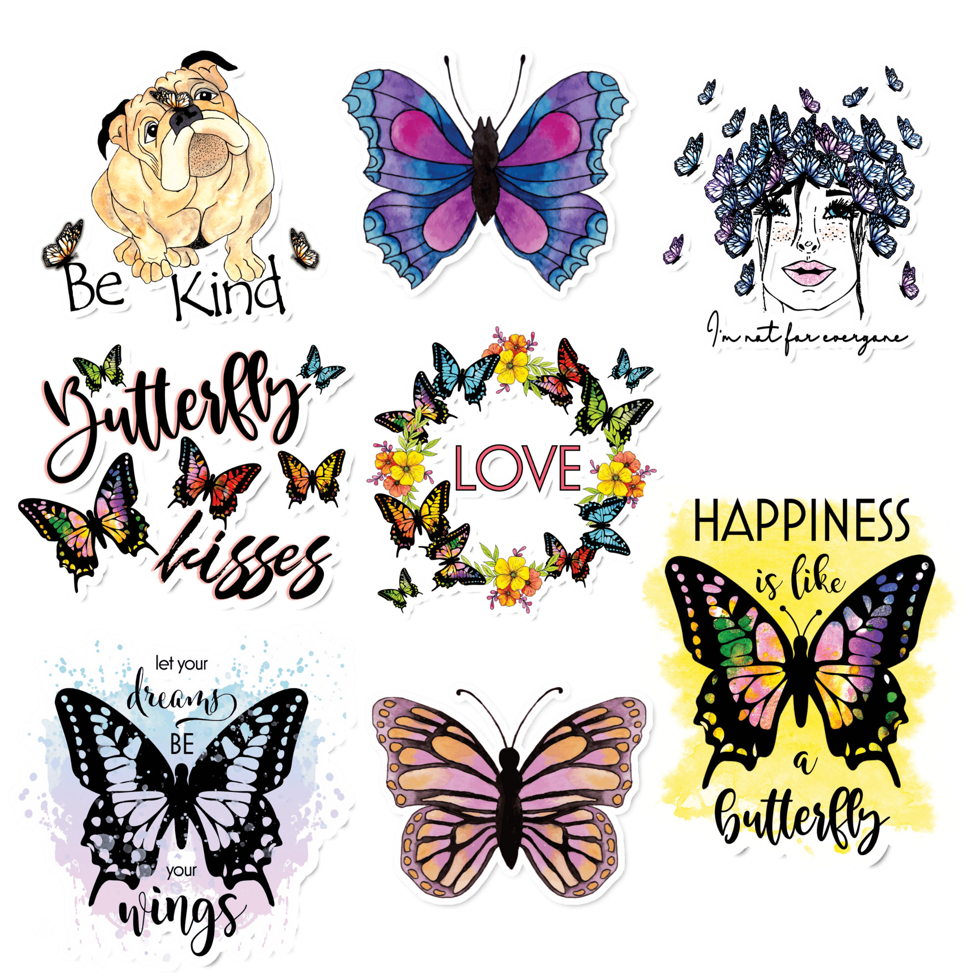 Butterfly Motivational Digital Stickers Positive Thinking | Etsy