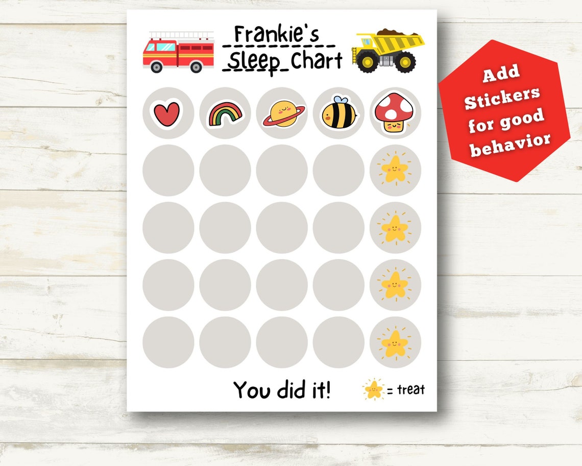 Toddler Sticker Reward Chart for Boys, Fire Truck, Construction ...