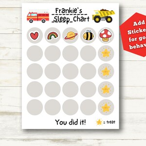 Toddler Sticker Reward Chart for Boys, Fire Truck, Construction ...