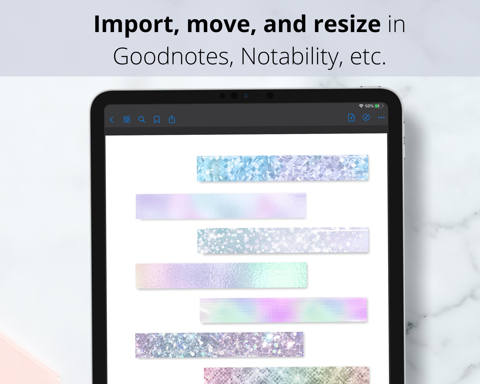 Digital Washi Tape Stickers | Galaxy Glitter | for Goodnotes ...
