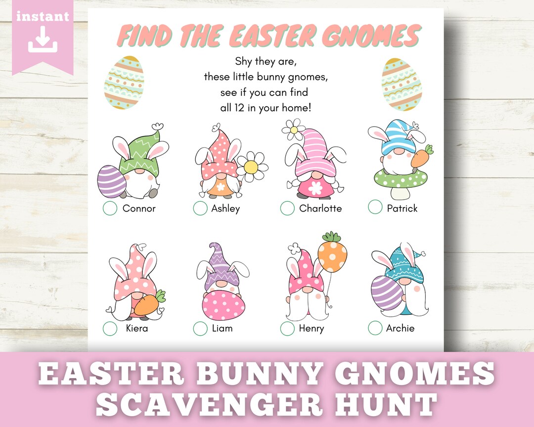 Printable Easter Scavenger Hunt for Kids, Easter Bunny Hide and Seek ...