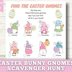 Printable Easter Scavenger Hunt for Kids, Easter Bunny Hide and Seek ...