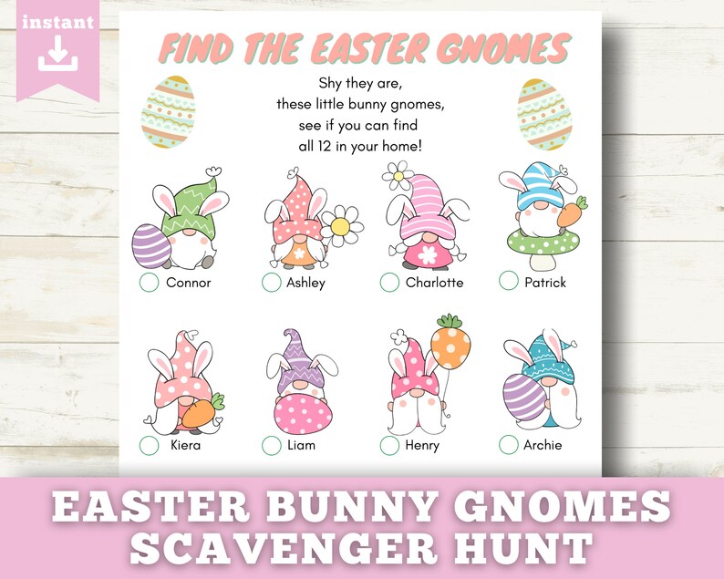 Printable Easter Scavenger Hunt for Kids, Easter Bunny Hide and Seek ...