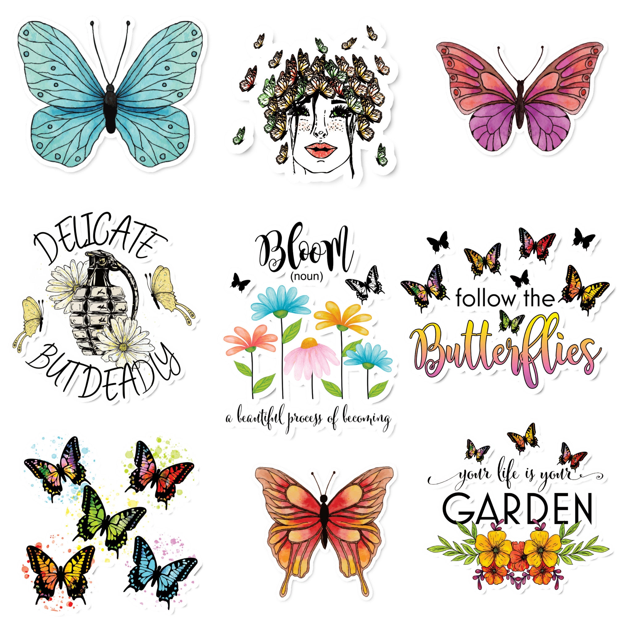 Butterfly Motivational Digital Stickers Positive Thinking | Etsy