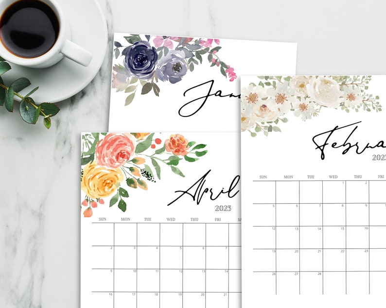 2023 Calendar Printable Watercolor Floral Calendar 2023 - Etsy