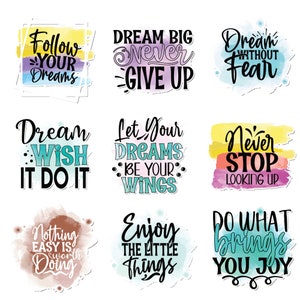 Motivational Digital Stickers, Positive Thinking, Precropped Digital ...