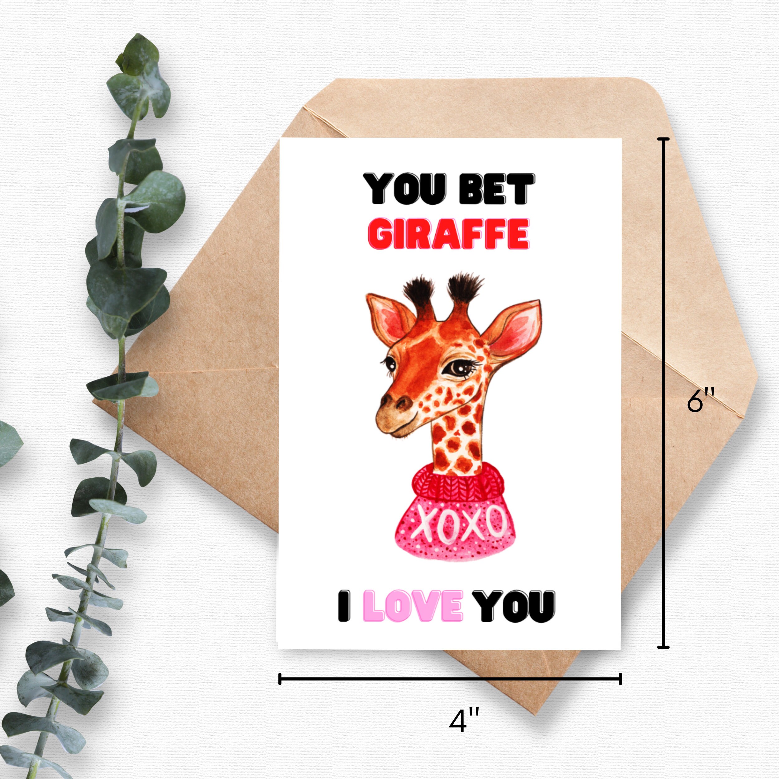 Printable Giraffe Valentines Card | Giraffe Pun Card | Funny Valentine ...