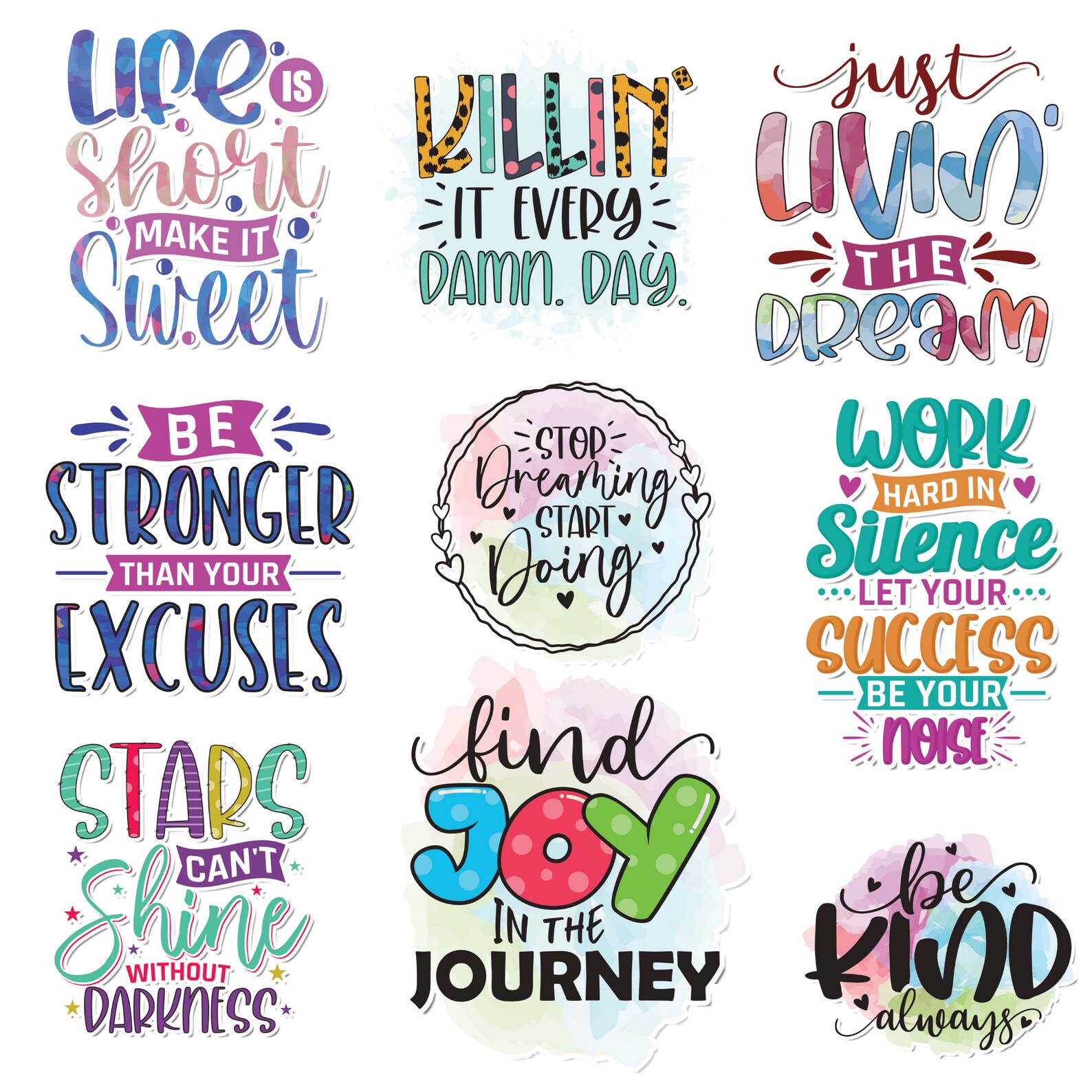 Motivational Quotes Digital Stickers Positive Thinking | Etsy
