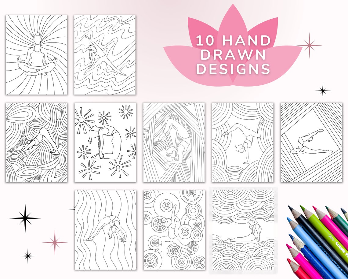 Printable Yoga Chill Coloring Book, Digital Coloring Book, Adult ...