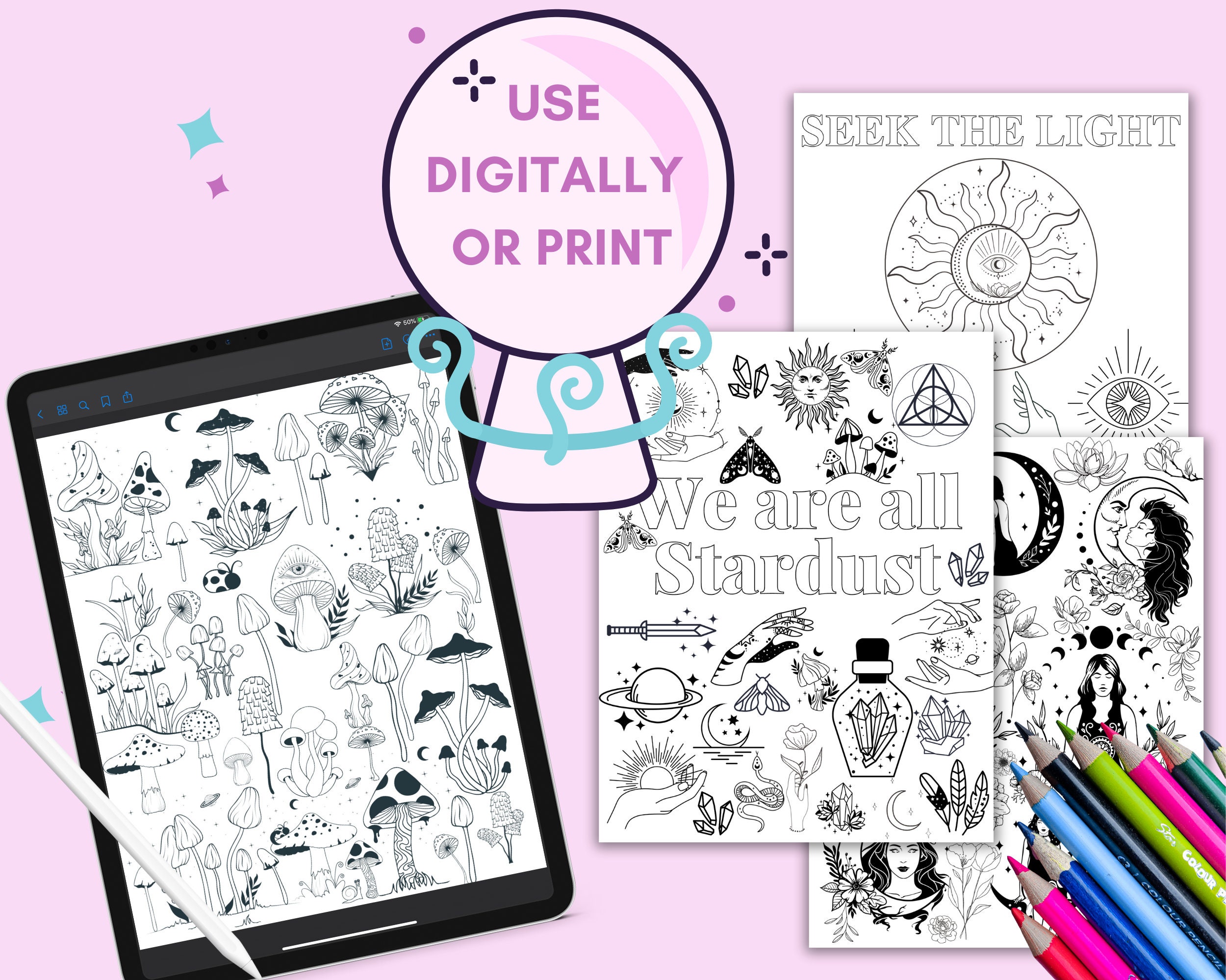 Printable Magic Witch Coloring Book 2 Digital Coloring Book | Etsy