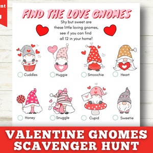 Printable Valentine's Day Scavenger Hunt for Kids, Valentine's Hide and ...