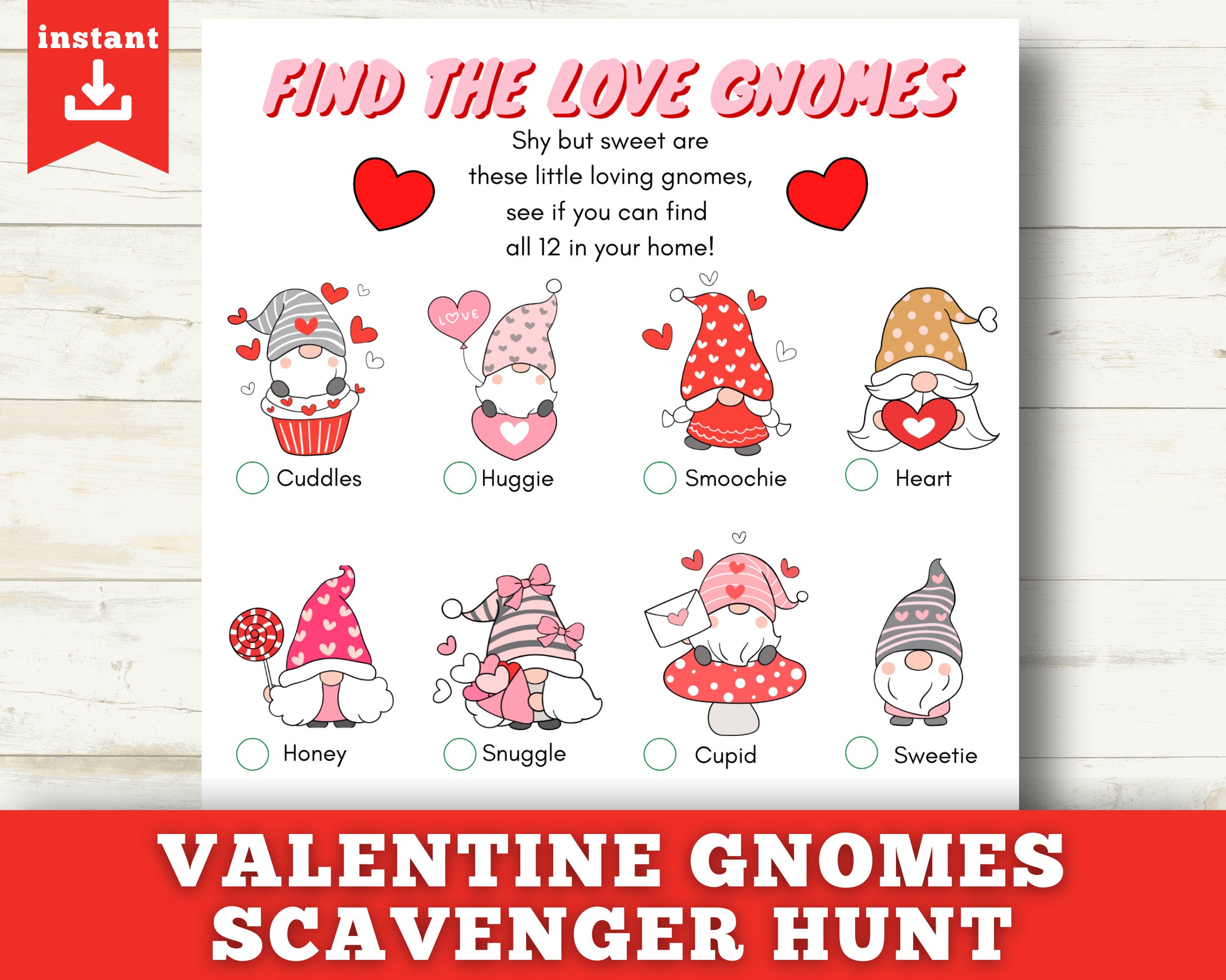 Printable Valentine's Day Scavenger Hunt for Kids, Valentine's Hide and ...