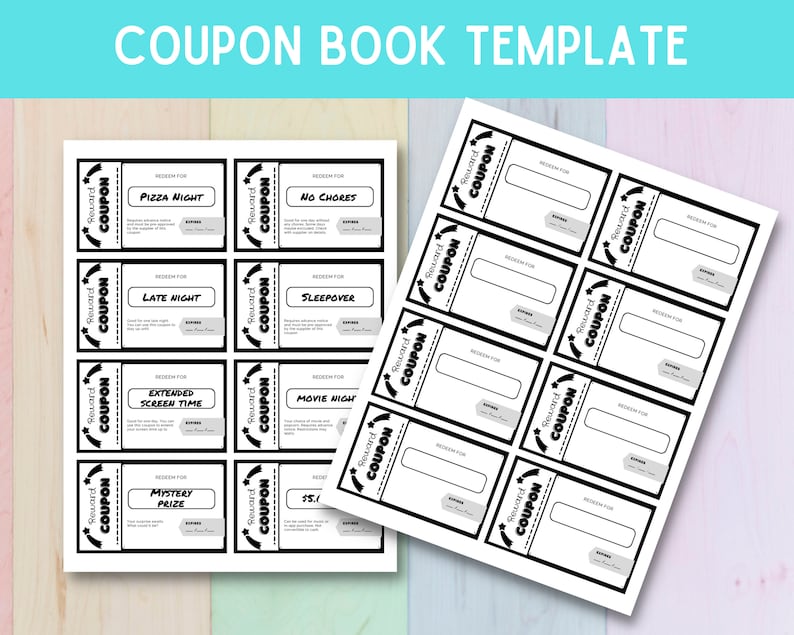 Printable Kids Coupon Book Template, Printable Coupon Book Blank ...