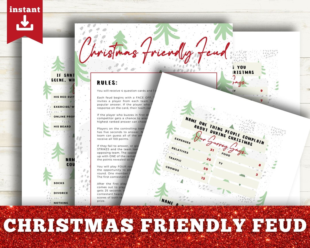 Printable Family Feud Christmas Game, Family Feud Game, Xmas Trivia ...