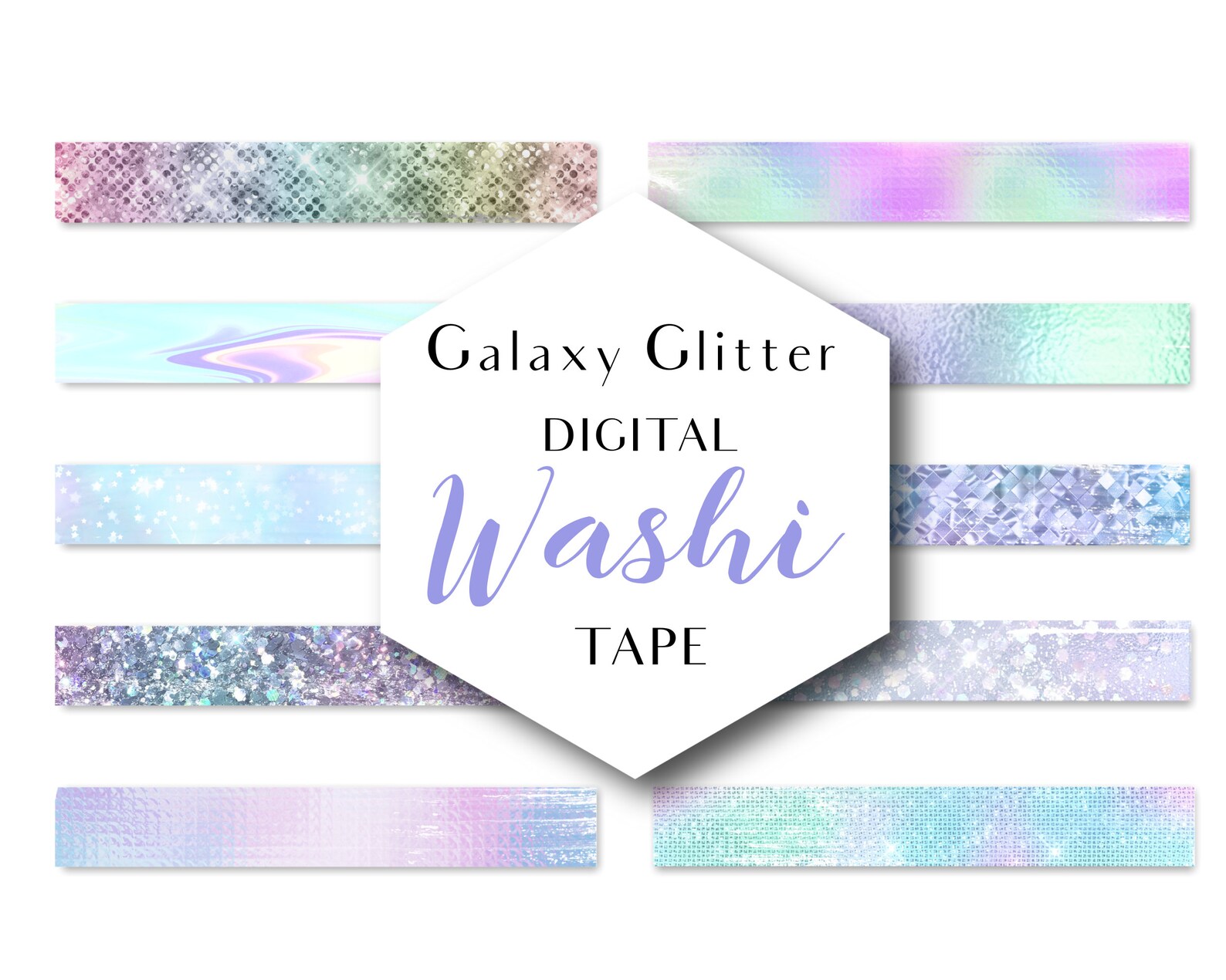 Digital Washi Tape Stickers | Galaxy Glitter | for Goodnotes ...