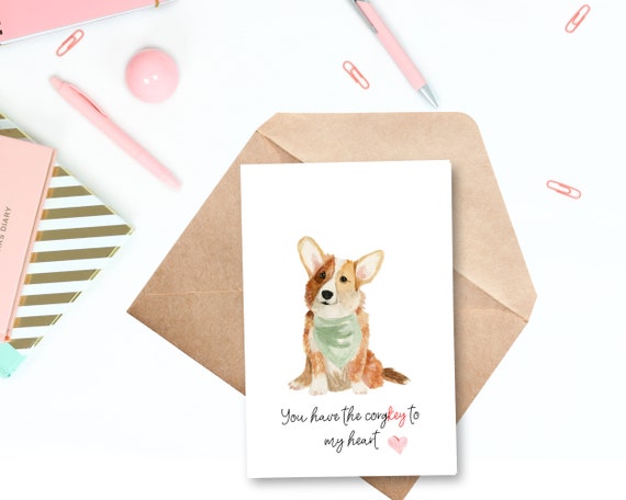 Printable Corgi Dog Valentines Card Dog Pun Card - Etsy