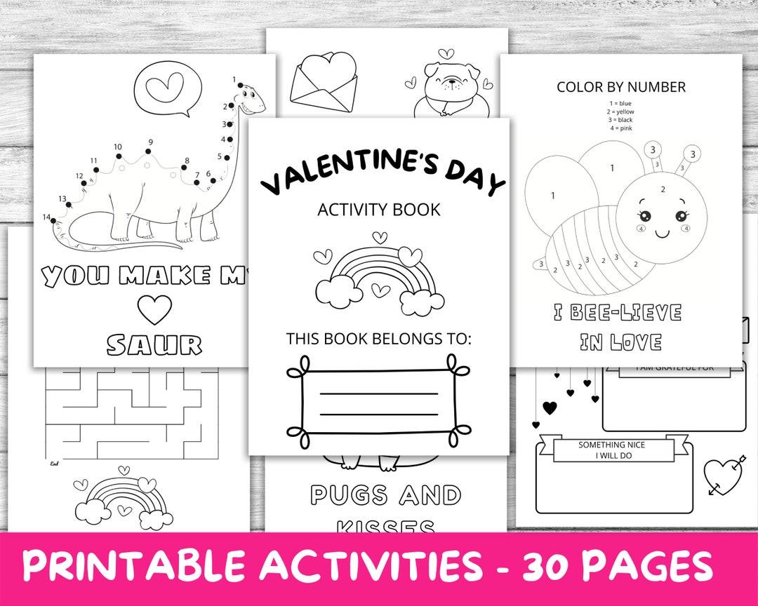 Kids Valentine Coloring Sheets, Activity Book Toddler, Valentine's Day ...