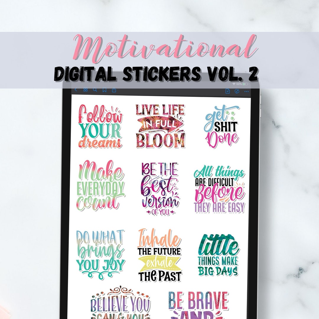 Motivational Digital Stickers Vol 2, Positive Thinking, Precropped ...