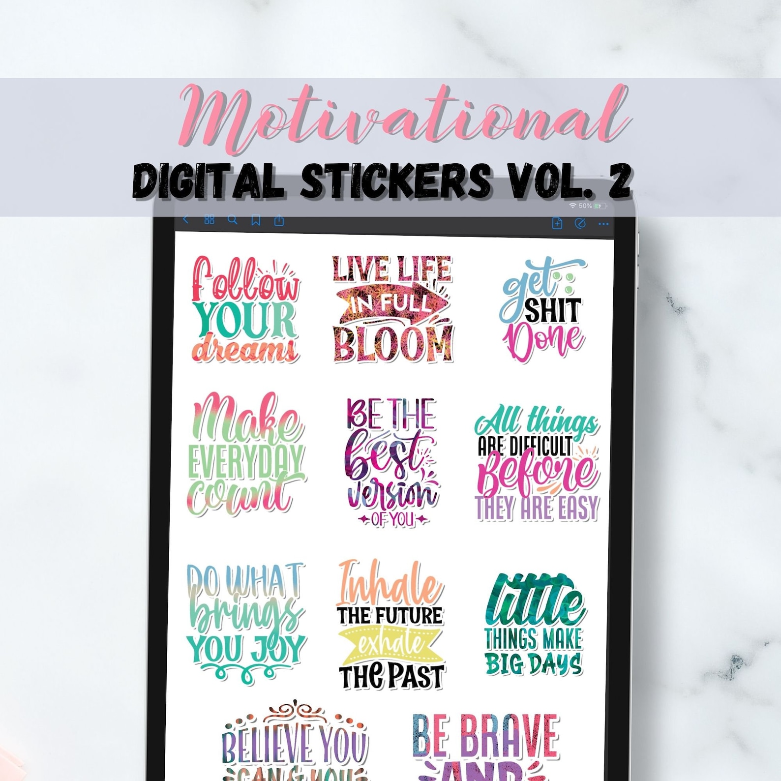 Motivational Digital Stickers Vol 2 Positive Thinking - Etsy