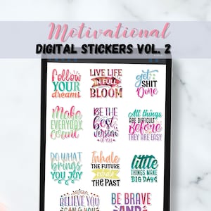 Motivational Digital Stickers Vol 2, Positive Thinking, Precropped ...