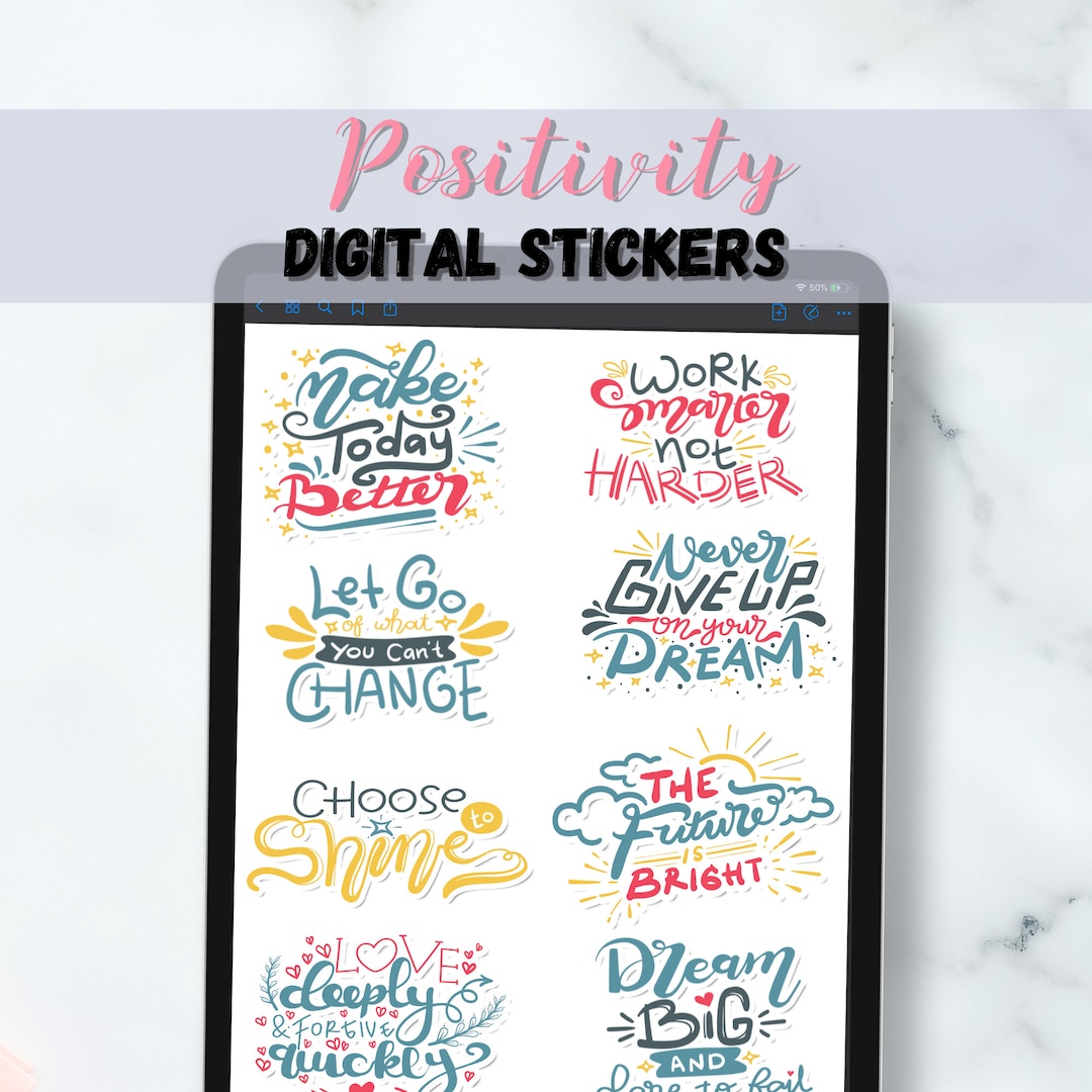Positive Inspiration Digital Planner Stickers, Motivational Quotes ...