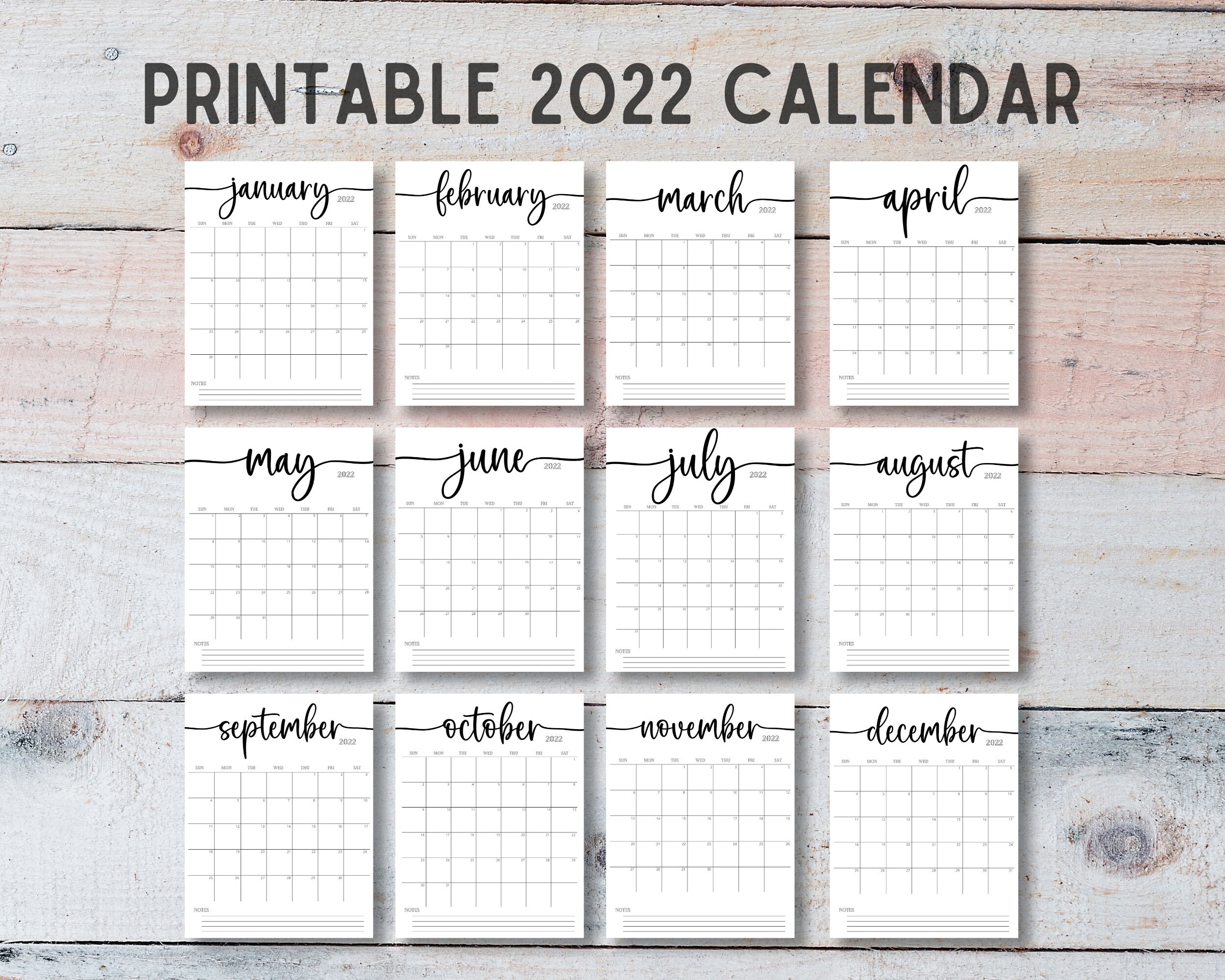 Printable Calendar 2022-2023, Black and White Minimal Calendar PDF ...
