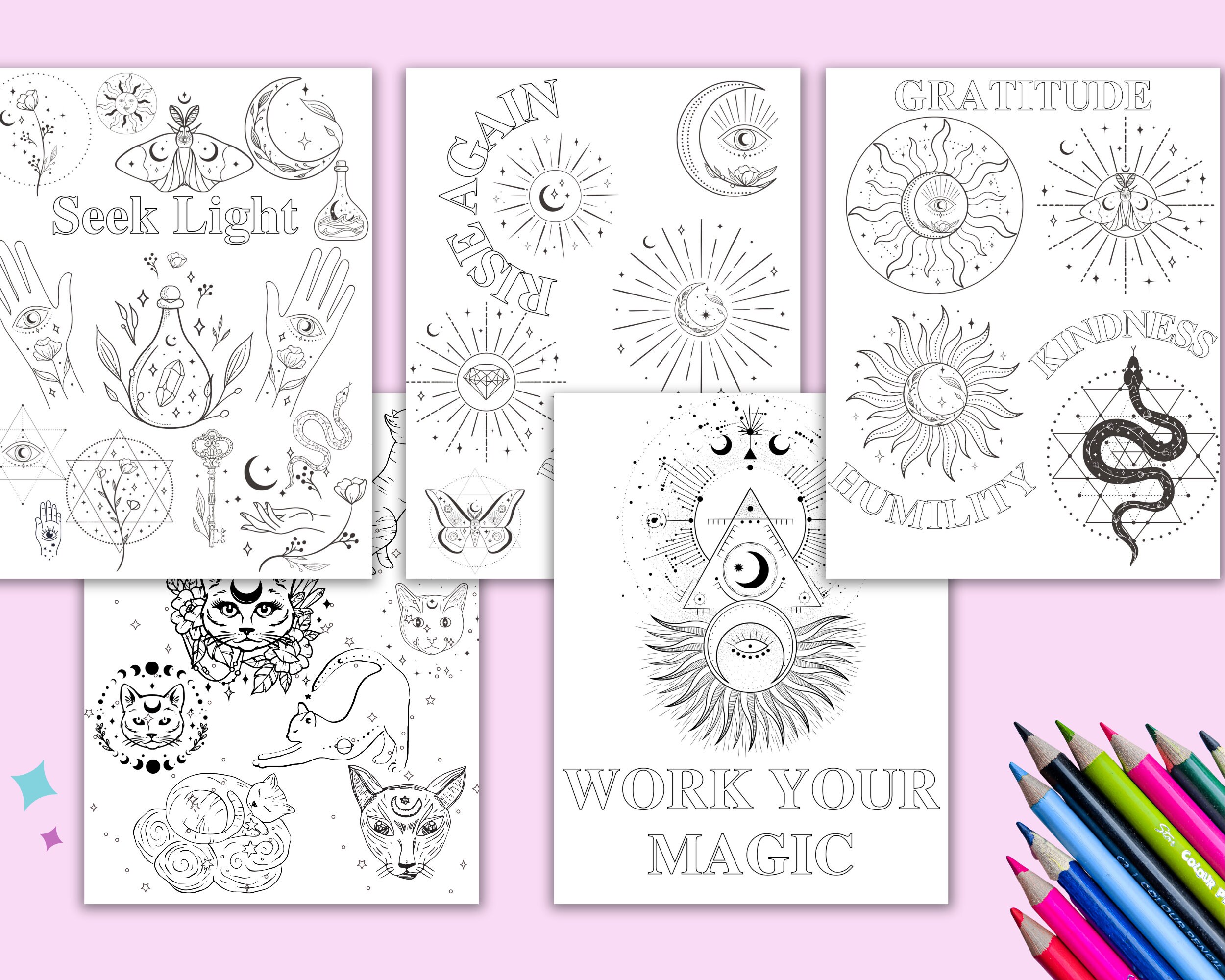 Printable Magic Witch Coloring Book 2, Digital Coloring Book, Adult ...