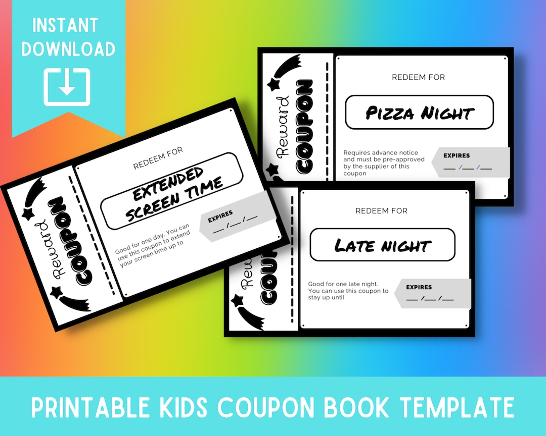 Printable Kids Coupon Book Template, Printable Coupon Book Blank ...