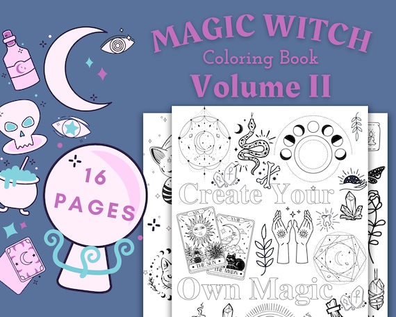 Printable Magic Witch Coloring Book 2 Digital Coloring Book | Etsy