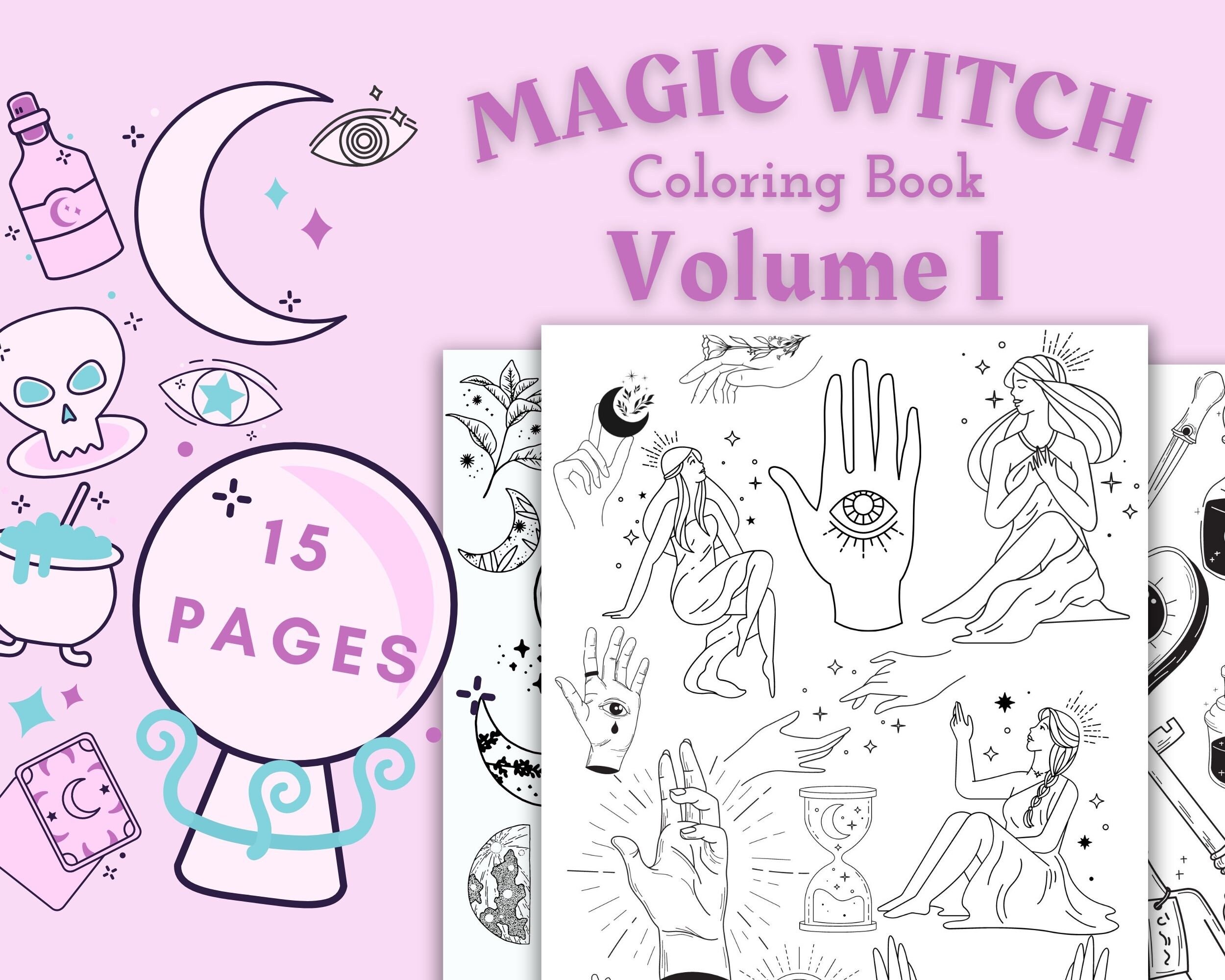 Printable Magic Witch Coloring Book 1 Digital Coloring Book - Etsy