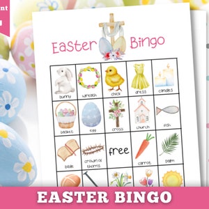 Printable Easter Bingo, Easter Activity for Kids, Christian Easter ...