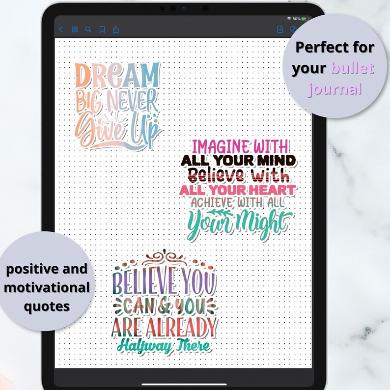 Motivational Digital Stickers Vol 2, Positive Thinking, Precropped ...
