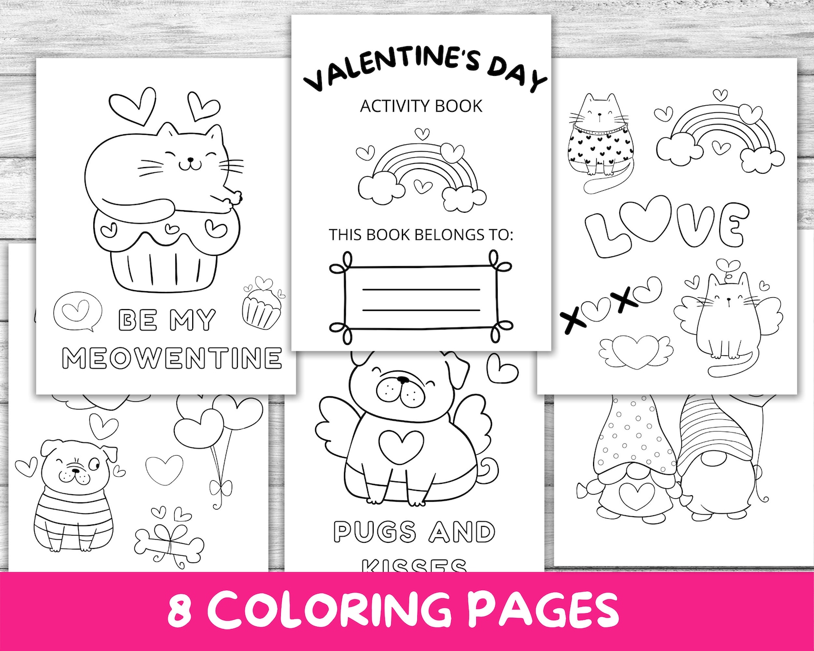 Kids Valentine Coloring Sheets, Activity Book Toddler, Valentine's Day ...