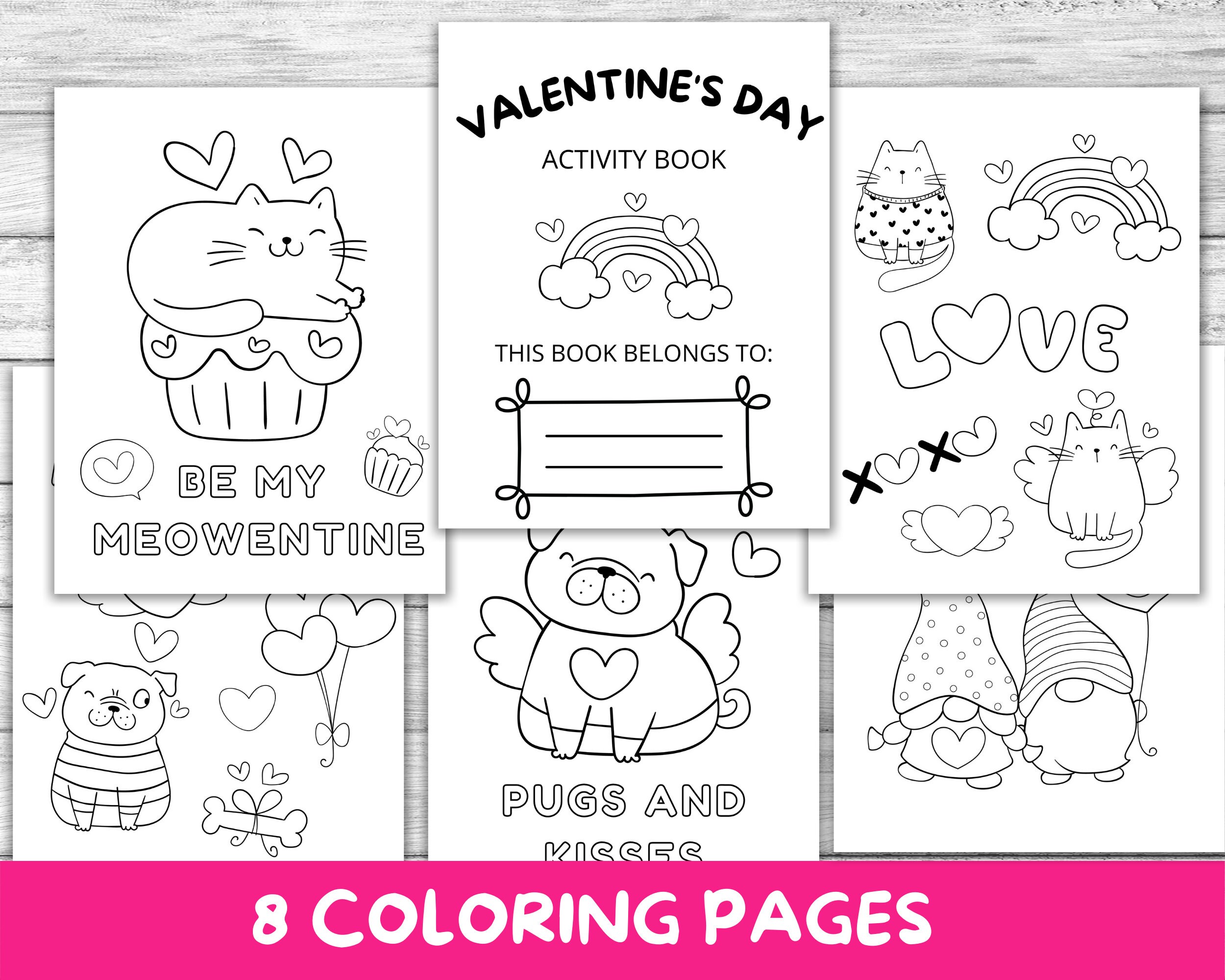 Kids Valentine Coloring Sheets, Activity Book Toddler, Valentine's Day ...
