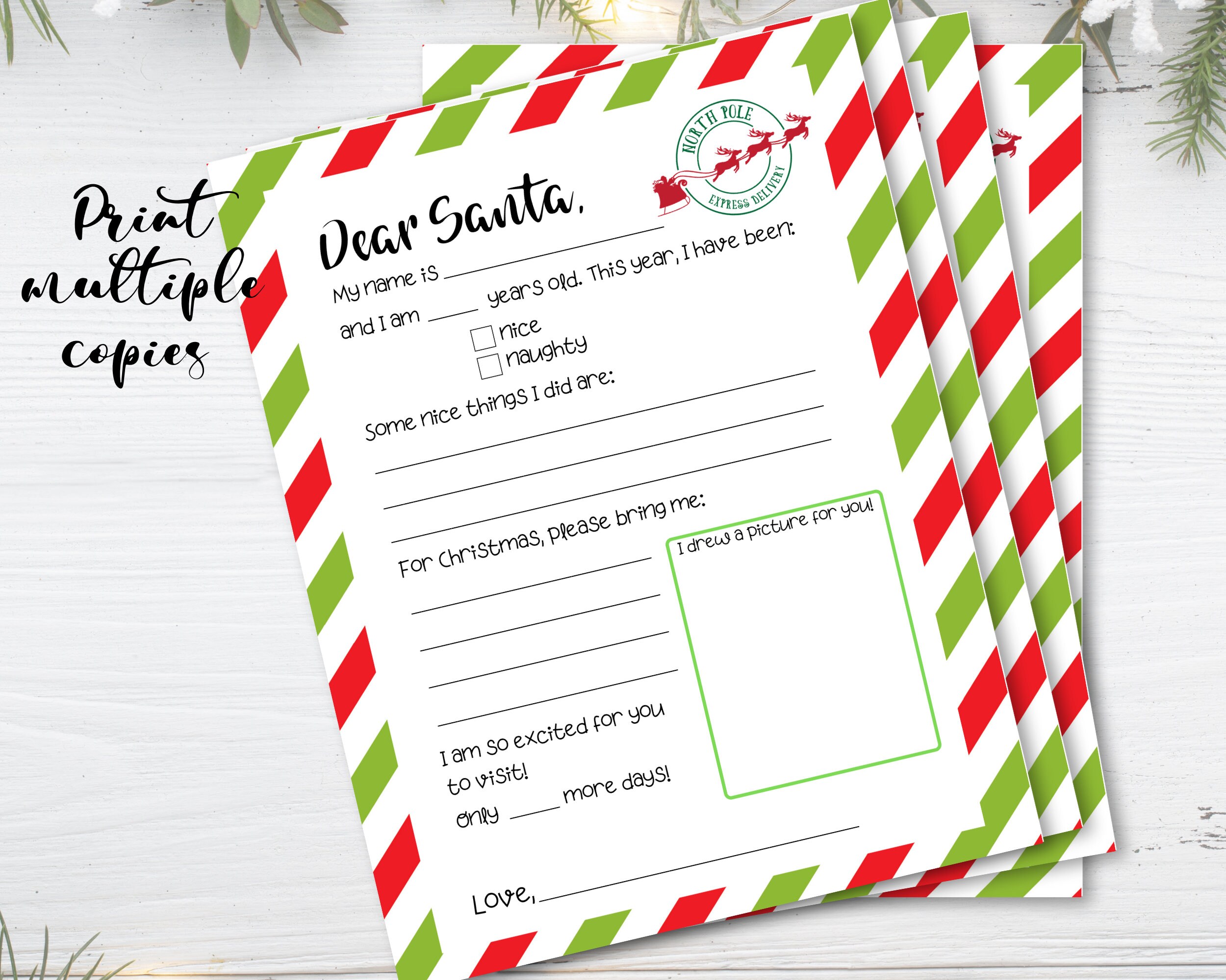 Letter to Santa - North Pole Express, Printable Santa Letter, Santa ...