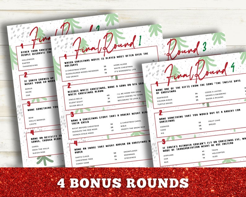 Printable Family Feud Christmas Game, Family Feud Game, Xmas Trivia ...