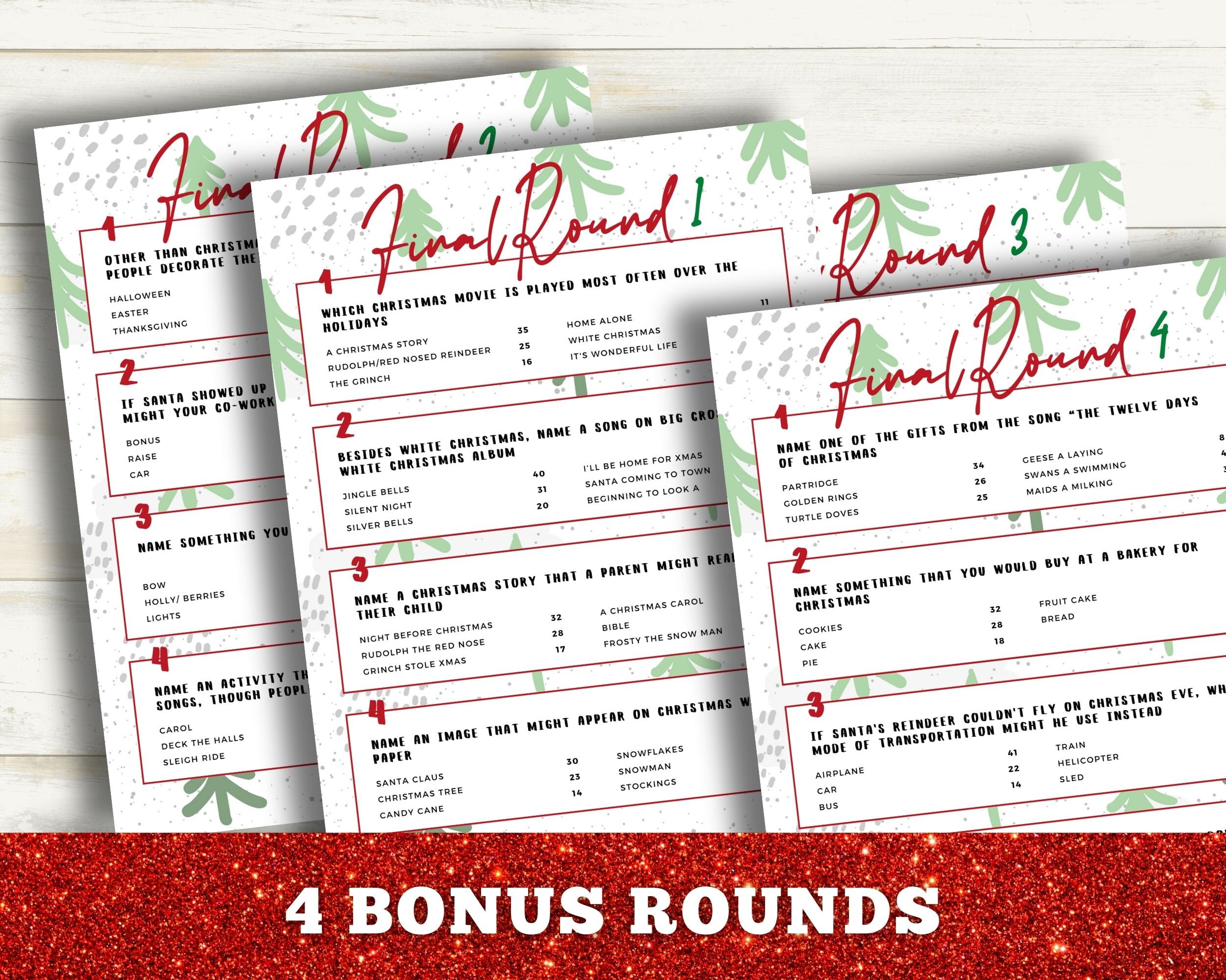 Printable Family Feud Christmas Game, Family Feud Game, Xmas Trivia ...