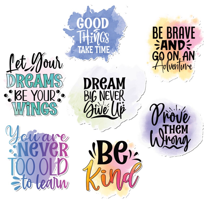 Motivational Digital Stickers, Positive Thinking, Precropped Digital ...