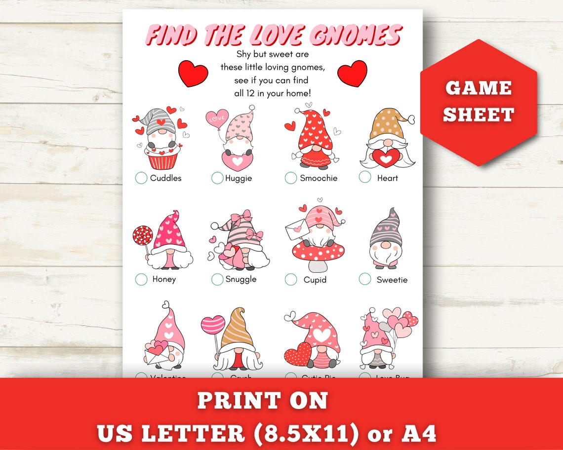 Printable Valentine's Day Scavenger Hunt for Kids, Valentine's Hide and ...