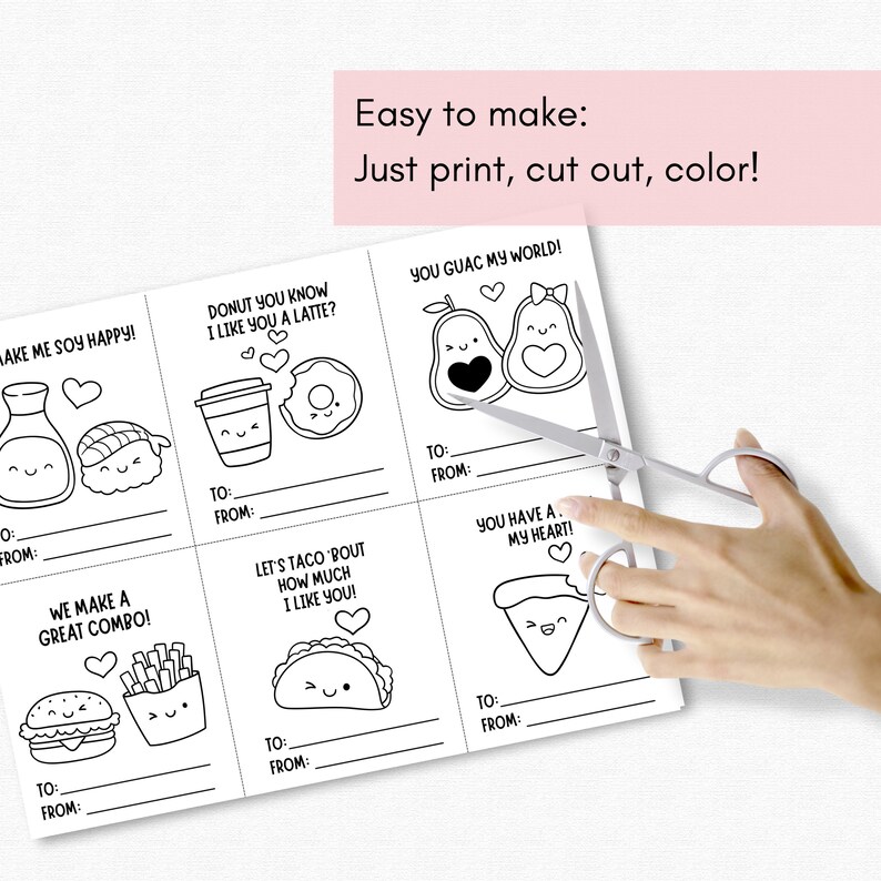 Printable Toddler Valentine Cards, Black and White, Color in Valentine ...