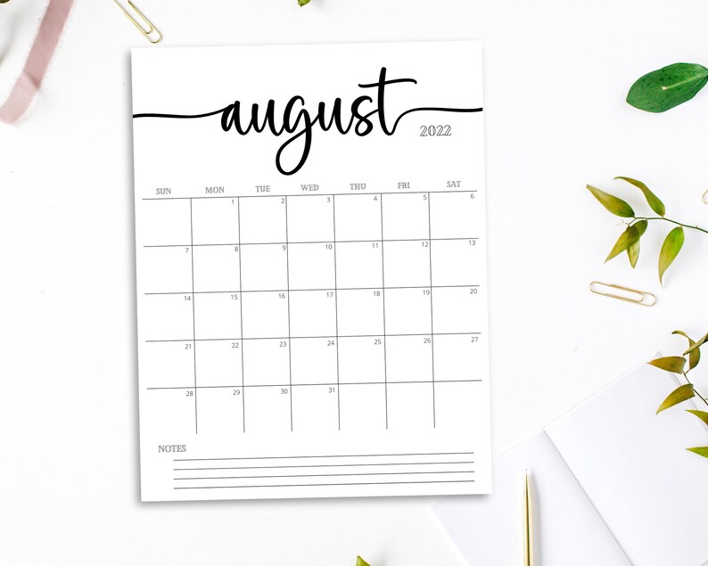 Printable Calendar 2022-2023 Black and White Minimal Calendar - Etsy Canada